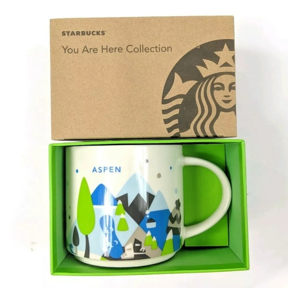 Starbucks | Other | Starbucks Aspen Co Coffee Mug Cup White Blue 4 Oz ...